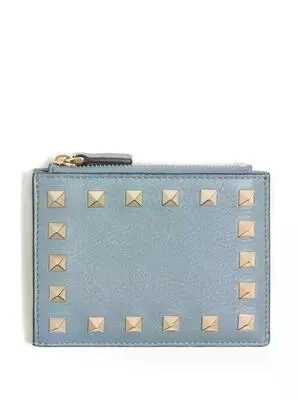 Valentino Garavani Rockstud Coin Purse And Cardholder In Grainy Calfskin - Blue