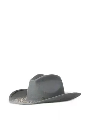 MAISON MICHEL Logo-plaque Wide Brim Hat - Grey