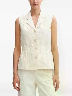 PEDRO DEL HIERRO Embroidered Button Sleeveless Blouse