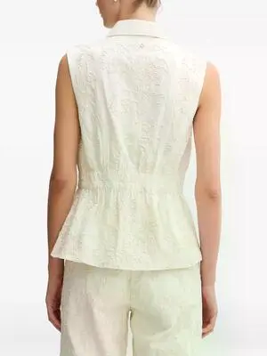 PEDRO DEL HIERRO Embroidered Button Sleeveless Blouse