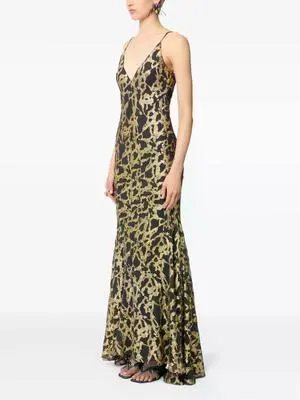 Nina Ricci Marbled-motif Silk Maxi Dress - Black