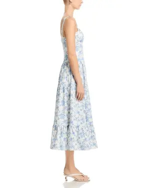 WAYF Melinda Printed Midi Dress - Blue Toile