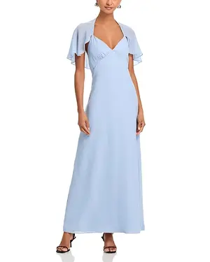 Line & Dot Amorette Cape Dress - Light Blue