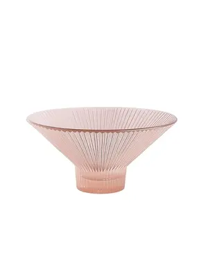 THE COLLECTIVE HOME Pressed Pink Glass Low Bowl - Clear