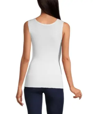 OSCALITO Ribbed Wool & Silk Scoop Neck Tank Top