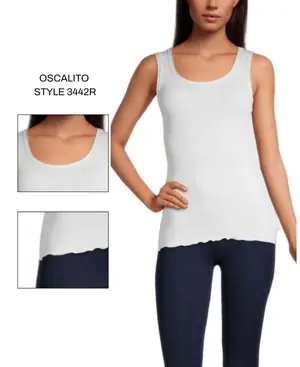 OSCALITO Ribbed Wool & Silk Scoop Neck Tank Top