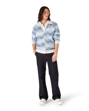 Casablanca Space Dye Monogram Long-sleeve Merino Cardigan - Blue