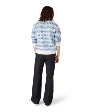 Casablanca Space Dye Monogram Long-sleeve Merino Cardigan - Blue