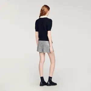 Sandro Detachable Collar Cable Knit Sweater