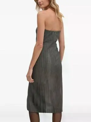Sisley Strapless Pinstriped Midi Dress
