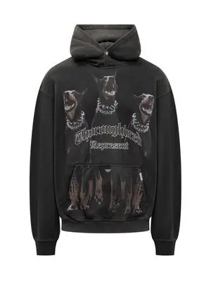 REPRESENT Cotton Hoodie With Doberman Print - Black