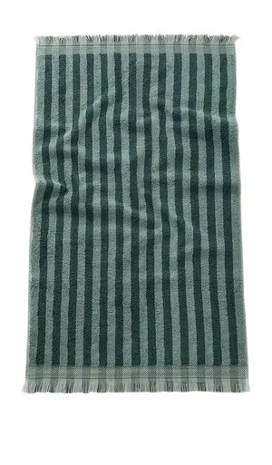 PIGLET IN BED Pembroke Stripe Bath Towel In Dark Green - Pine Green