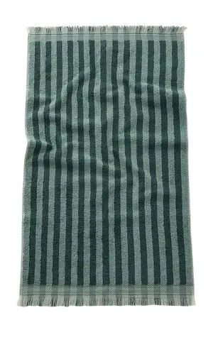 PIGLET IN BED Pembroke Stripe Face Towel In Dark Green - Pine Green