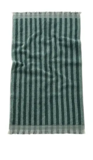 PIGLET IN BED Pembroke Stripe Hand Towel In Dark Green - Pine Green
