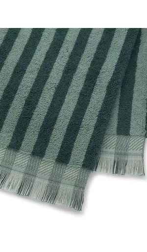 PIGLET IN BED Pembroke Stripe Hand Towel In Dark Green