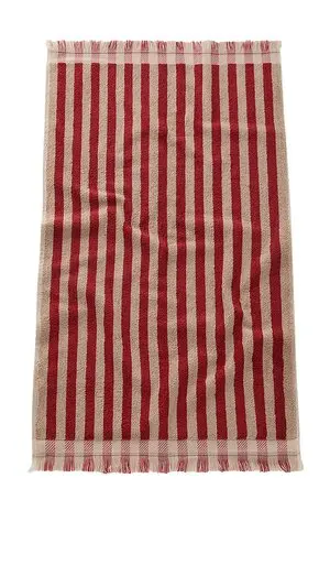 PIGLET IN BED Pembroke Stripe Face Towel In Red - Sandstone Red