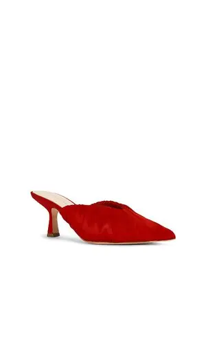 LOEFFLER RANDALL Inez Smocked Mule - Red Satin