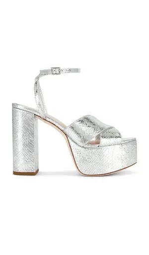 LOEFFLER RANDALL Loretta Platform Sandal - Silver Snake Embossed Leather