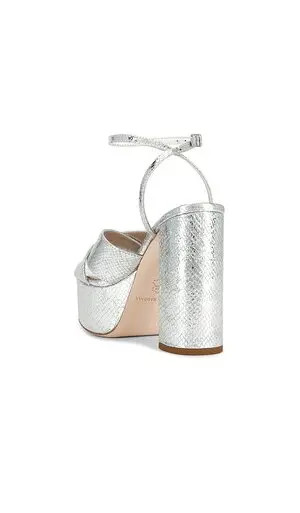 LOEFFLER RANDALL Loretta Platform Sandal - Silver Snake Embossed Leather