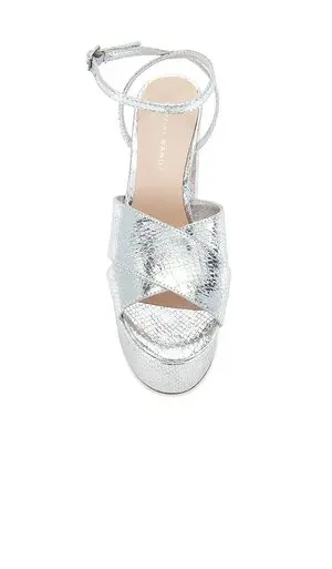 LOEFFLER RANDALL Loretta Platform Sandal - Silver Snake Embossed Leather
