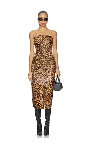 AEXAE Leather Bandeau Peplum Top