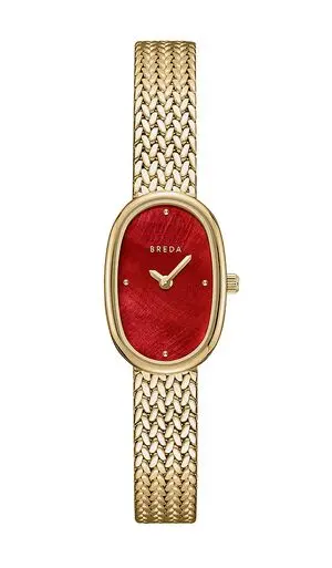 BREDA Jane Watch - Gold & Red Mother-of-pearl Dial