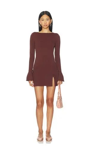 MORE TO COME Misty Knit Pleated Dress - Brown