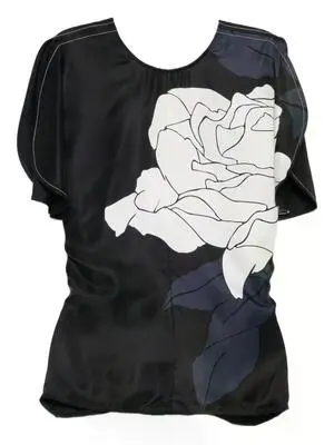 Victoria Beckham Floral Print Blouse - Black
