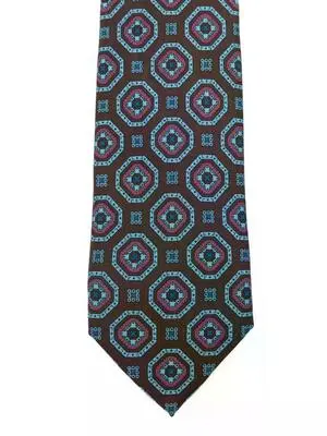 BIGI Geometric-patterned Silk Necktie