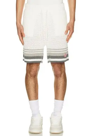 Casablanca Crochet Knit Shorts - White & Grey