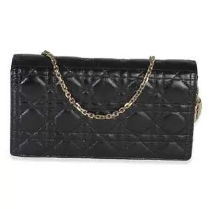 Dior Distressed Cannage Lady Pouch - Black