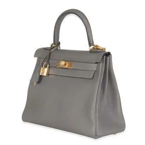 Hermès Etain Clemence Retourne Kelly 28 Ghw - Gray