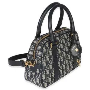 Dior Navy Oblique Canvas D-vibe Bowling Bag