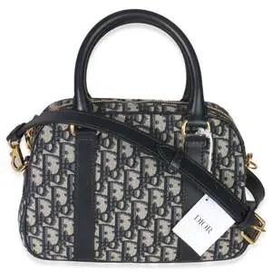 Dior Navy Oblique Canvas D-vibe Bowling Bag