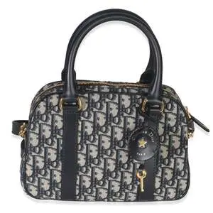 Dior Navy Oblique Canvas D-vibe Bowling Bag