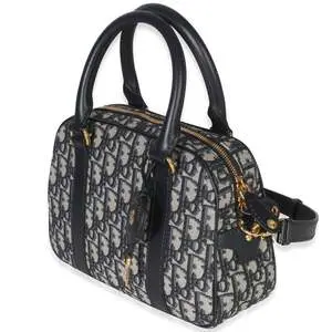 Dior Navy Oblique Canvas D-vibe Bowling Bag