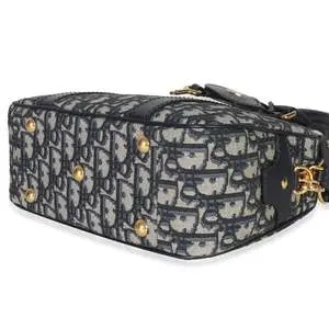 Dior Navy Oblique Canvas D-vibe Bowling Bag