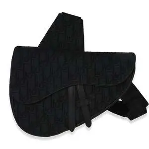 Dior Oblique Jacquard Canvas Saddle Crossbody - Black