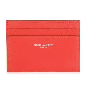 Saint Laurent Grain De Poudre Credit Card Case - Red
