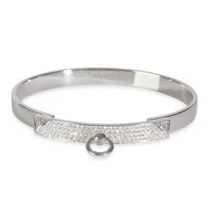 Hermès White Gold Diamond Collier De Chien Bracelet - White_gold