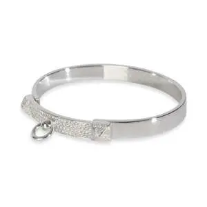 Hermès White Gold Diamond Collier De Chien Bracelet