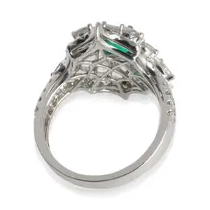 MYGEMMA 18k White Gold Emerald And Diamond Cocktail Ring