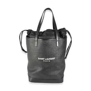 Saint Laurent Linen Canvas Teddy Shopping Bag - Black