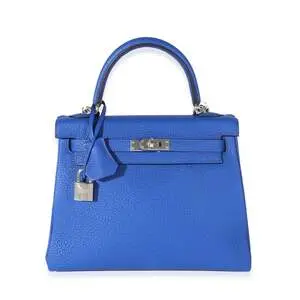Hermès Bleu Royal Togo Kelly Retourne 25 Phw - Blue