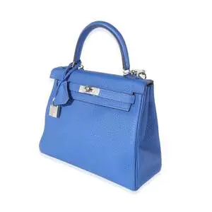 Hermès Bleu Royal Togo Kelly Retourne 25 Phw - Blue