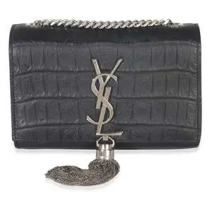 Saint Laurent Crocodile Embossed Monogram Kate Tassel
