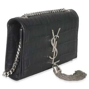 Saint Laurent Crocodile Embossed Monogram Kate Tassel