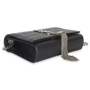 Saint Laurent Crocodile Embossed Monogram Kate Tassel