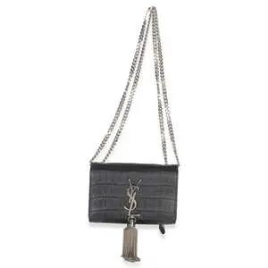 Saint Laurent Crocodile Embossed Monogram Kate Tassel