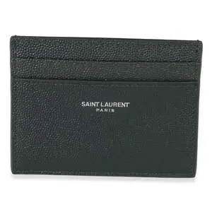 Saint Laurent Dark Khaki Grain De Poudre Credit Card Case - Green